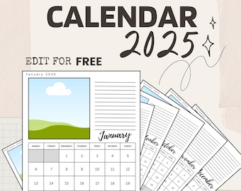 Editable 2025 Calendar Template Bundle | the Ultimate Tool for ...