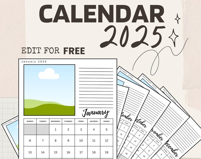 Editable 2025 Calendar Template Bundle | the Ultimate Tool for ...