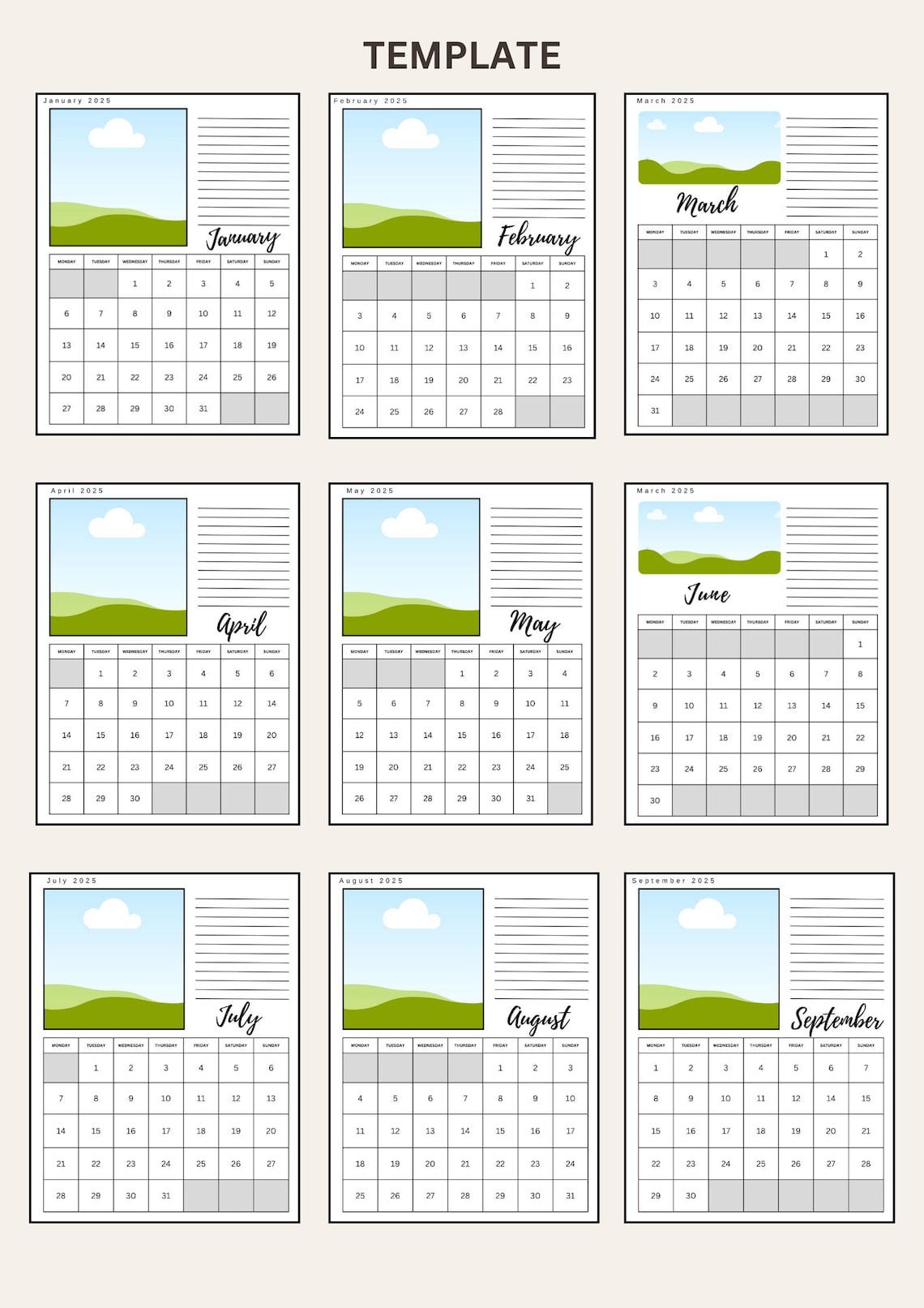 Editable 2025 Calendar Template Bundle | the Ultimate Tool for ...