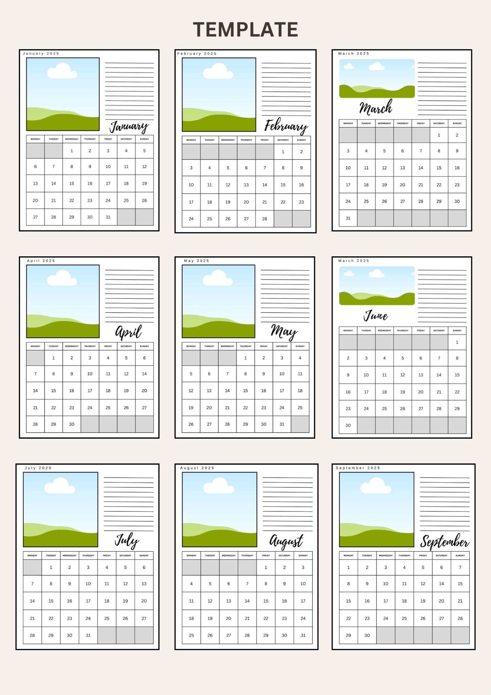 Editable 2025 Calendar Template Bundle | the Ultimate Tool for ...