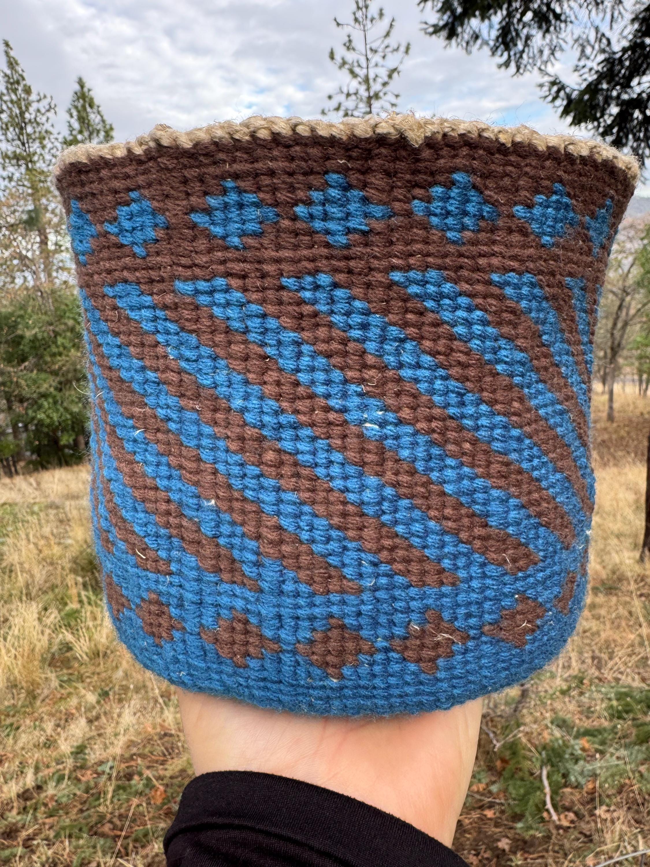 Handwoven Basket Made of Hemp Cord and Yarn. Native American Made. - Etsy