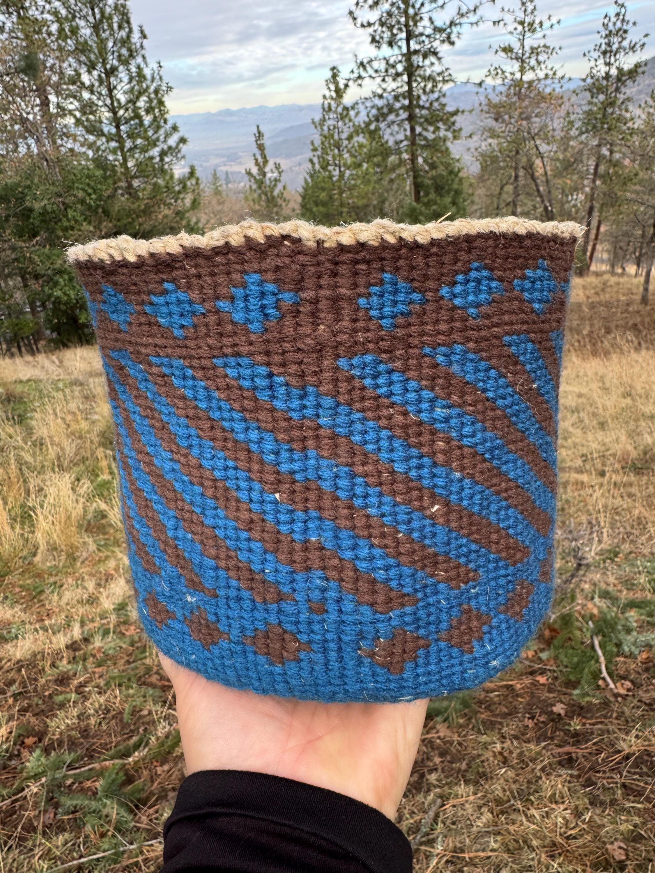 Handwoven Basket Made of Hemp Cord and Yarn. Native American Made. - Etsy