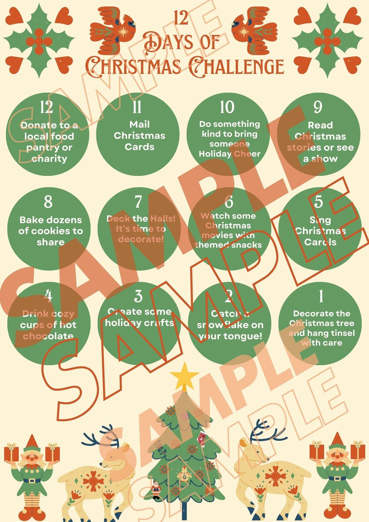 12 Days of Christmas Challenge Poster (personalize) - Etsy