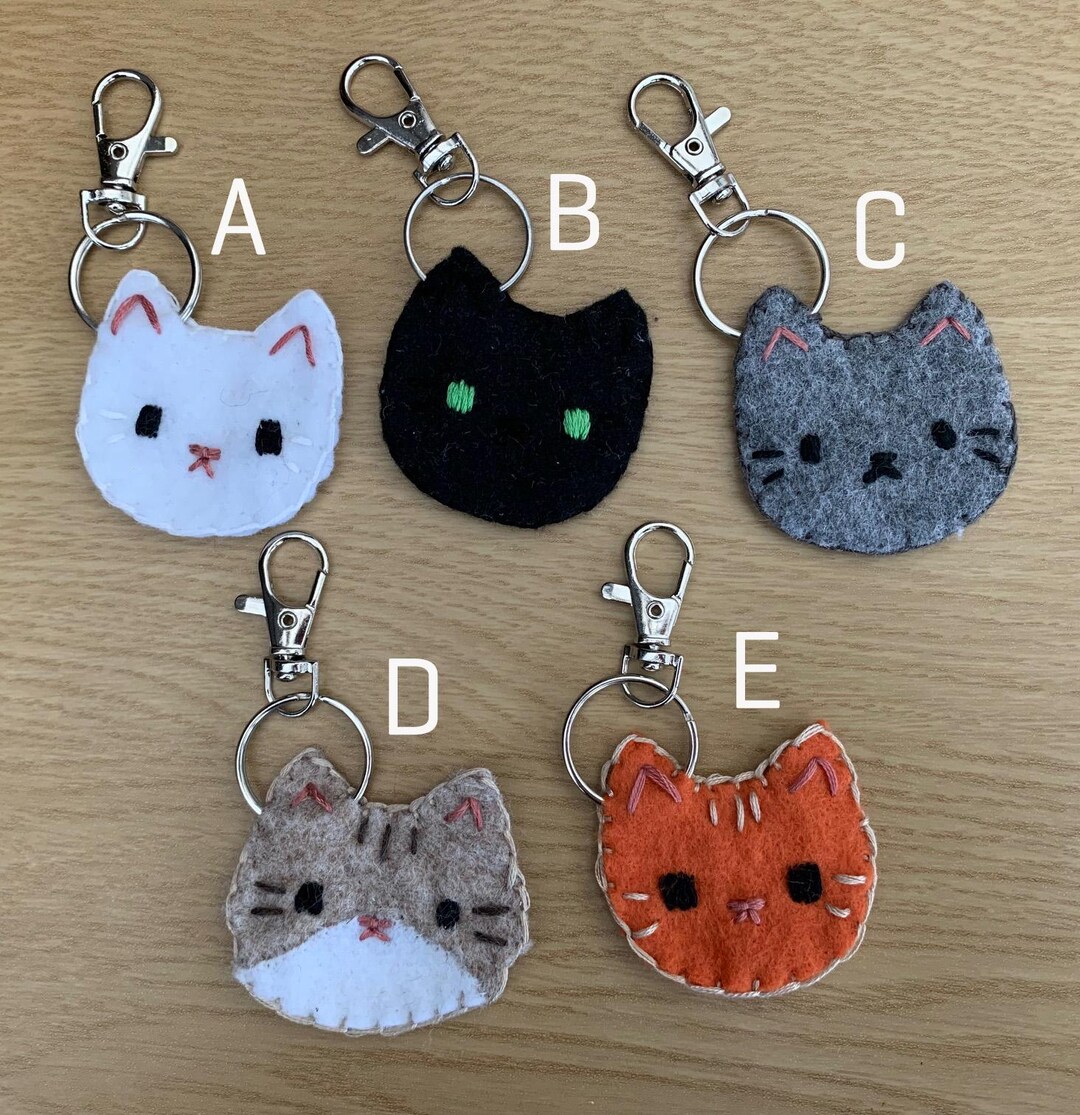 Handmade Felt Cat Keyrings Gift for Cat Lovers #keyring #catkeyring # ...