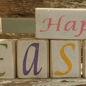 Happy Easter Pastel Color Blocks Glitter Blocks Holiday Blocks - Etsy