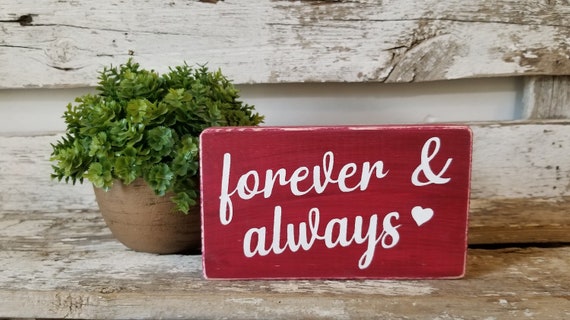 Forever & Always 4 X 6 Mini Red Wood Sign Home | Etsy