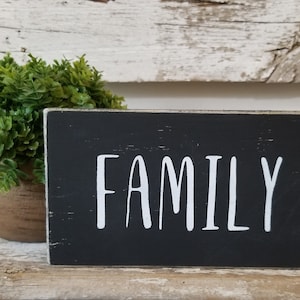Family 4" X 6" Mini Black Wood Sign | Home Decor | Block Sign | Shelf ...