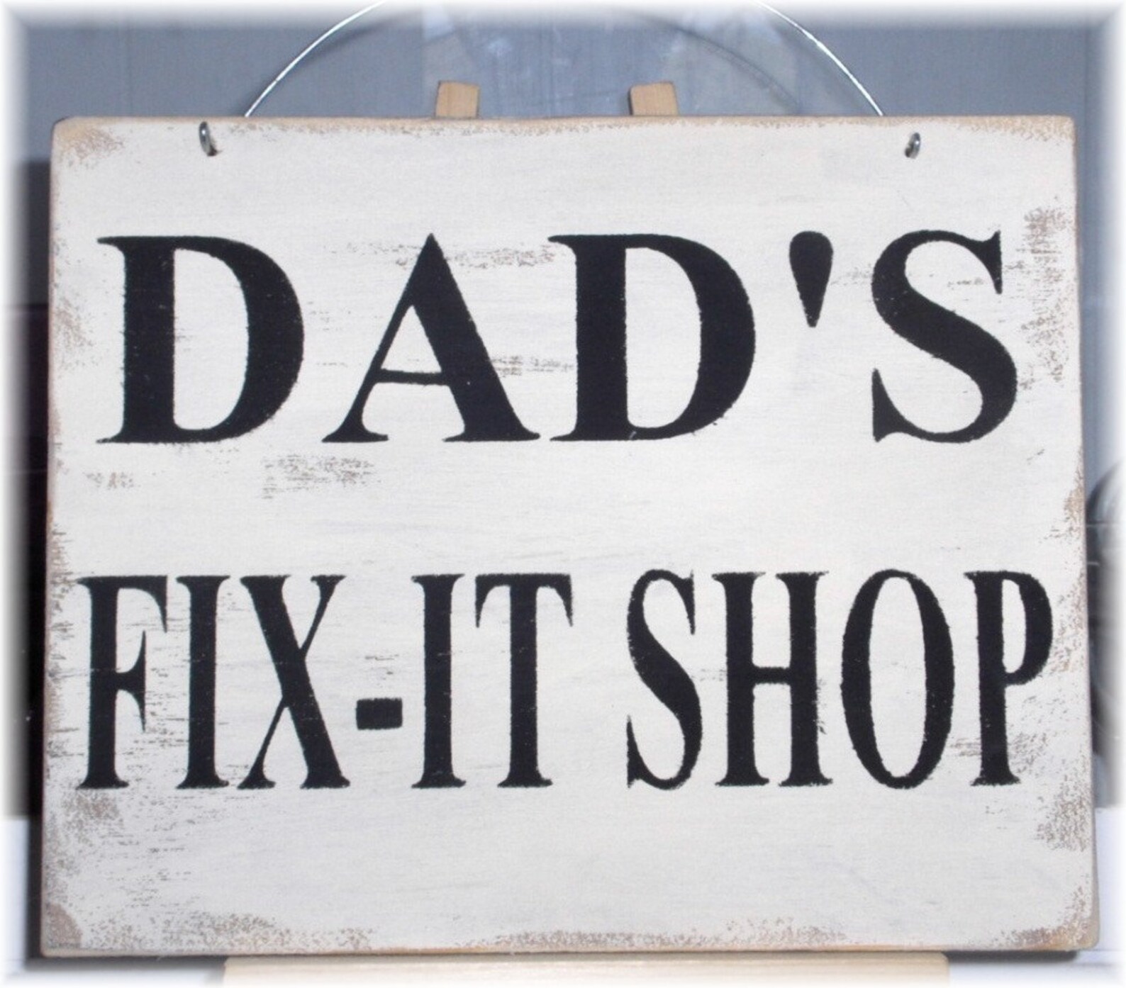 Dad's Fix-it Shop White Workshop Wood Sign Custom Sign - Etsy