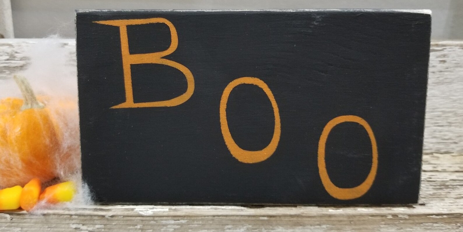 Boo 4" X 6" Mini Black Wood Sign | Halloween Decoration | Block Sign ...