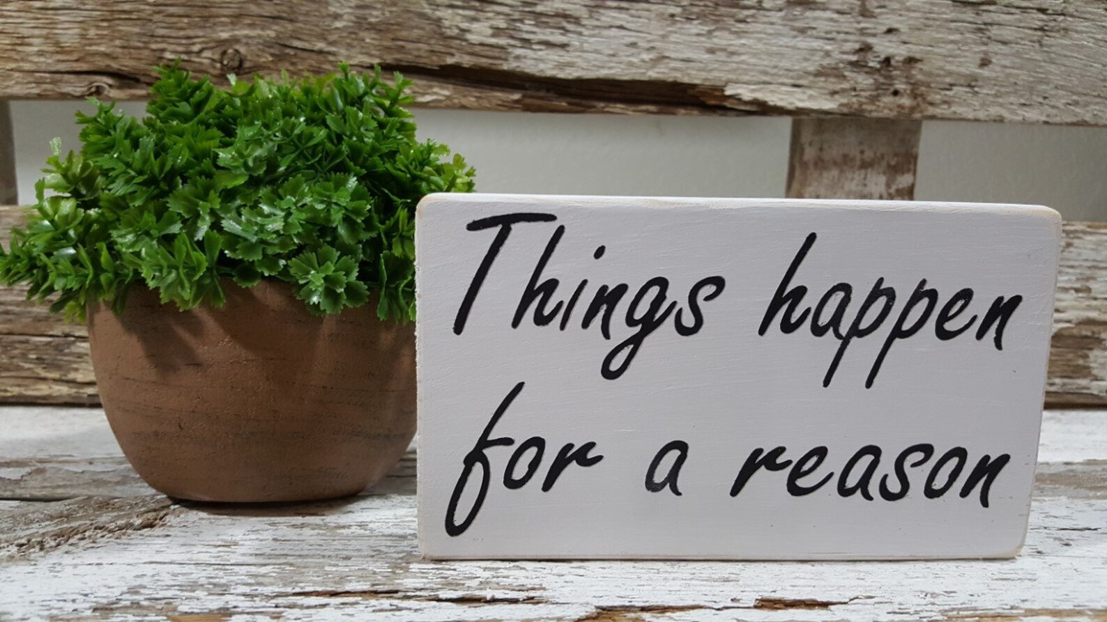 Things Happen for A Reason 4" X 6" Mini Wood Sign | Home Decor | Block ...