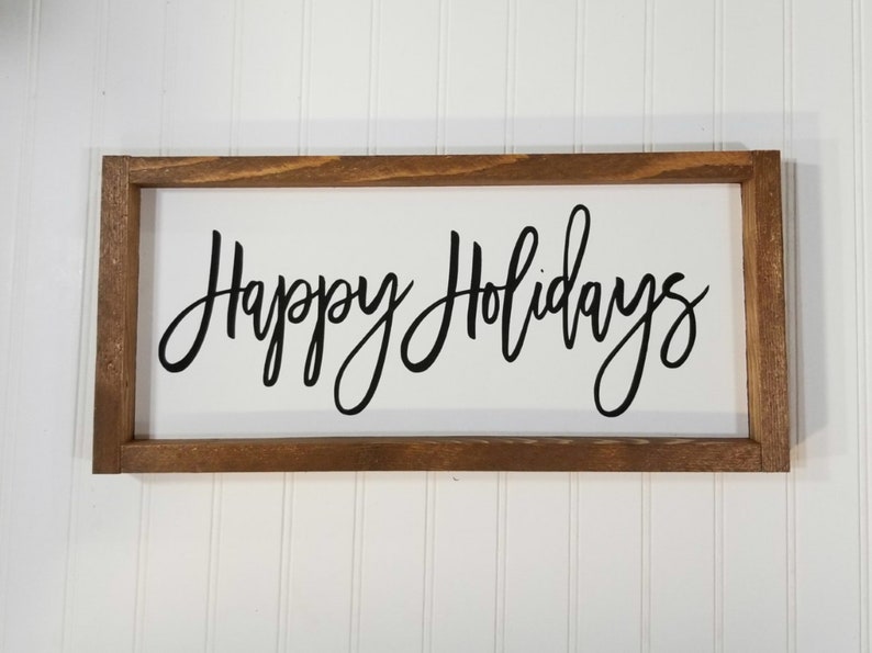 Happy Holidays Framed Farmhouse Wood Sign | Farmhouse Decor Sign 7" X ...