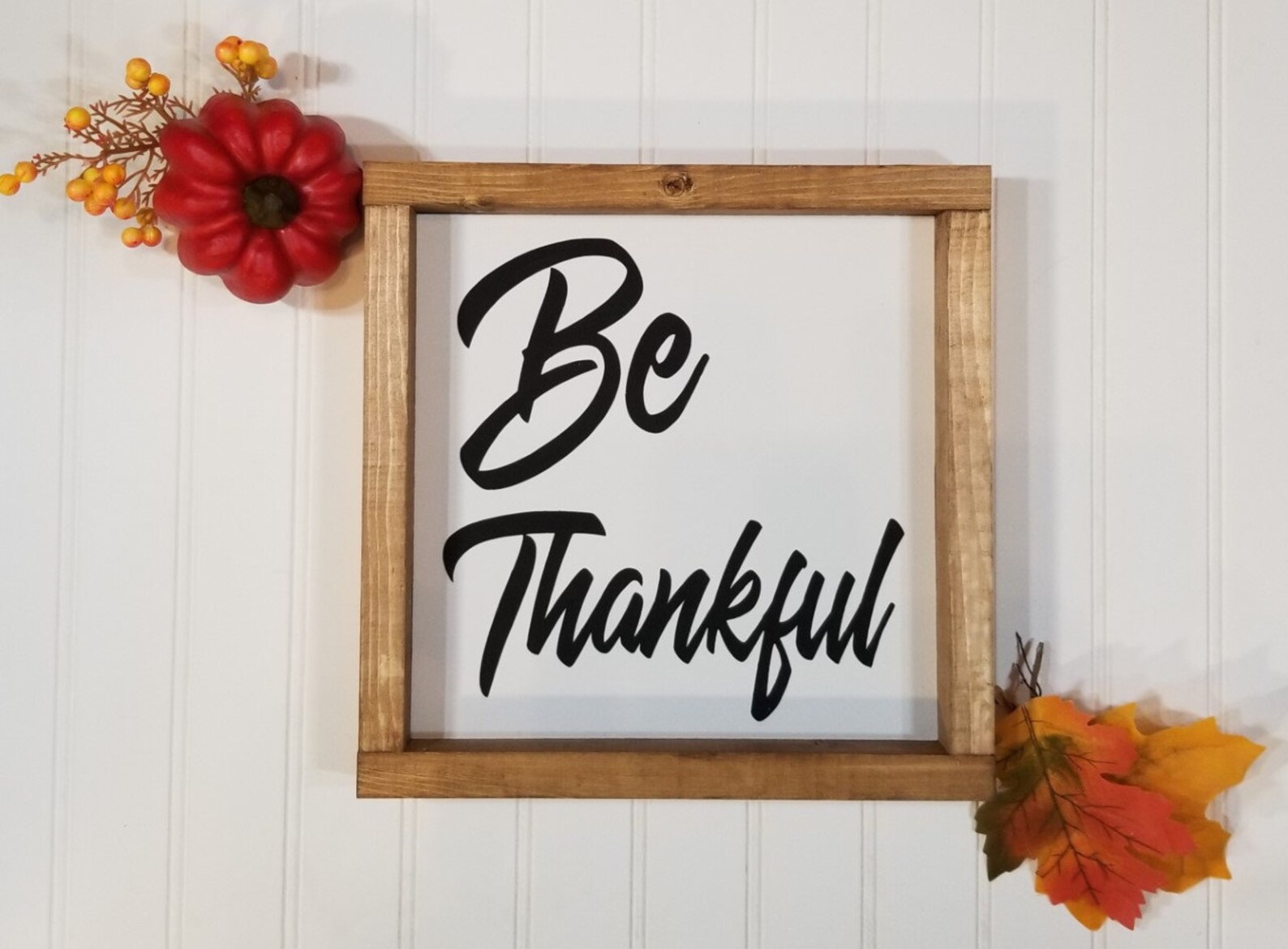Be Thankful Farmhouse Framed Wood Sign 9" X 9". Farmhouse Decor. Rustic ...