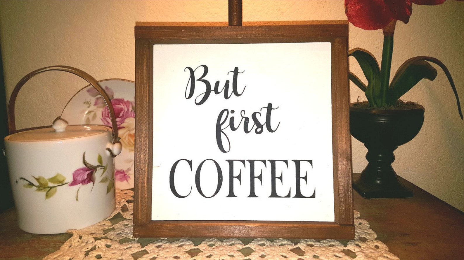 But First Coffee Sign. Farmhouse Framed Wood Sign 9" X 9". Farmhouse ...