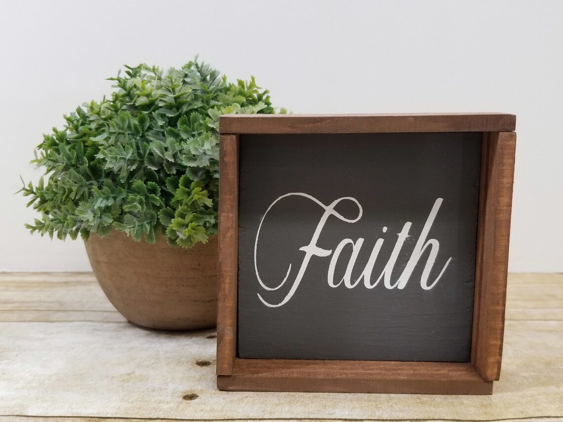 Faith Sign Farmhouse Mini Wood Signs Tiered Tray Rustic | Etsy