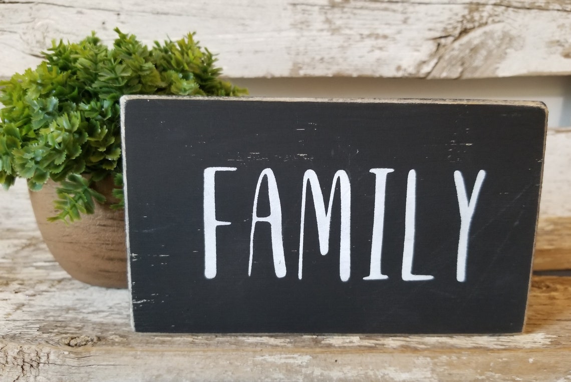 Family 4" X 6" Mini Black Wood Sign | Home Decor | Block Sign | Shelf ...