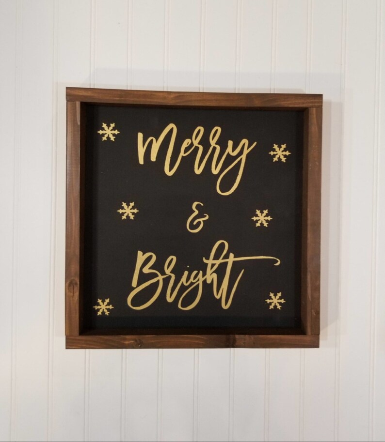 Merry & Bright Farmhouse Christmas Decor Sign 12 X - Etsy
