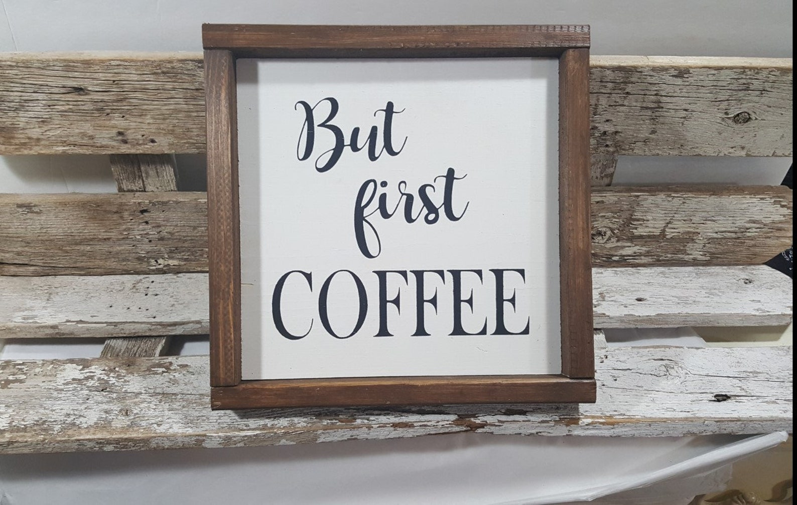 But First Coffee Sign. Farmhouse Framed Wood Sign 9" X 9". Farmhouse ...