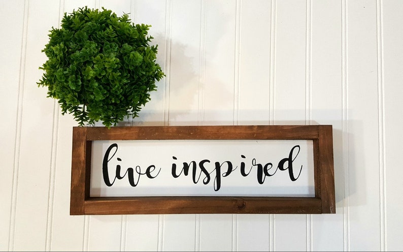 Live Inspired | Framed Farmhouse Wood Sign 3" X 12"|motivational Wood ...