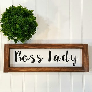 Boss Lady | Framed Farmhouse Wood Sign 3" X 12"| Farmhouse Decor ...