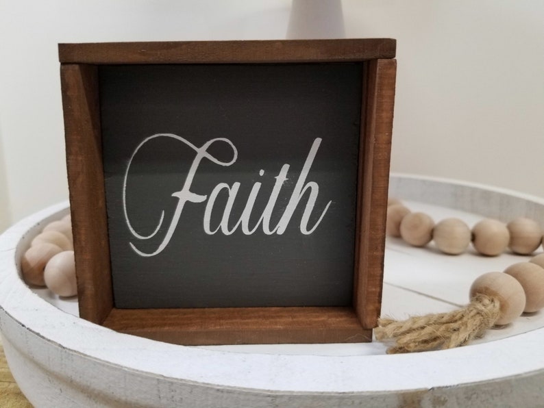 Faith Sign Farmhouse Mini Wood Signs Tiered Tray Rustic | Etsy