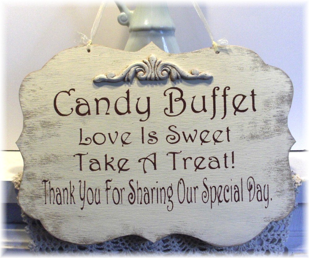 Wedding Sign Candy Buffet Wood White Shabby Custom Photo Prop - Etsy