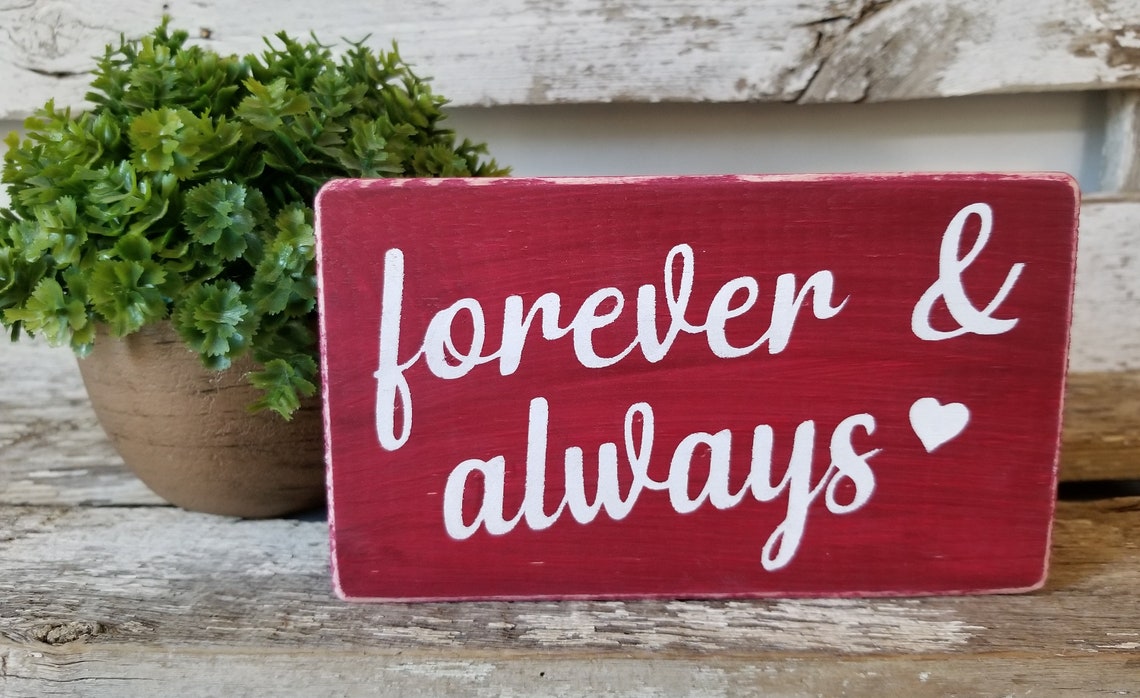 Forever & Always 4" X 6" Mini Red Wood Sign | Home Decor | Block Sign ...