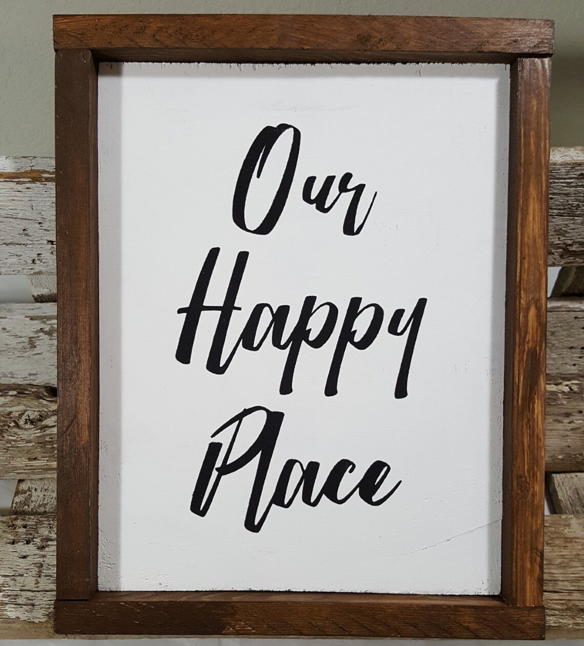 Our Happy Place. Framed Wood Sign. Farmhouse Sign 9 X | Etsy