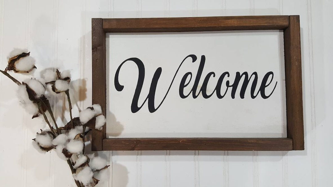 Welcome Framed Farmhouse Wood Sign 7" X 12". Welcome Farmhouse Wood ...