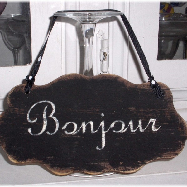 Bonjour Sign - Etsy