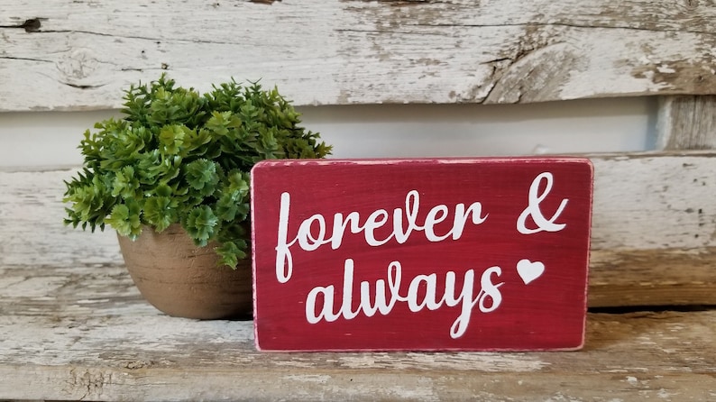 Forever & Always 4" X 6" Mini Red Wood Sign | Home Decor | Block Sign ...