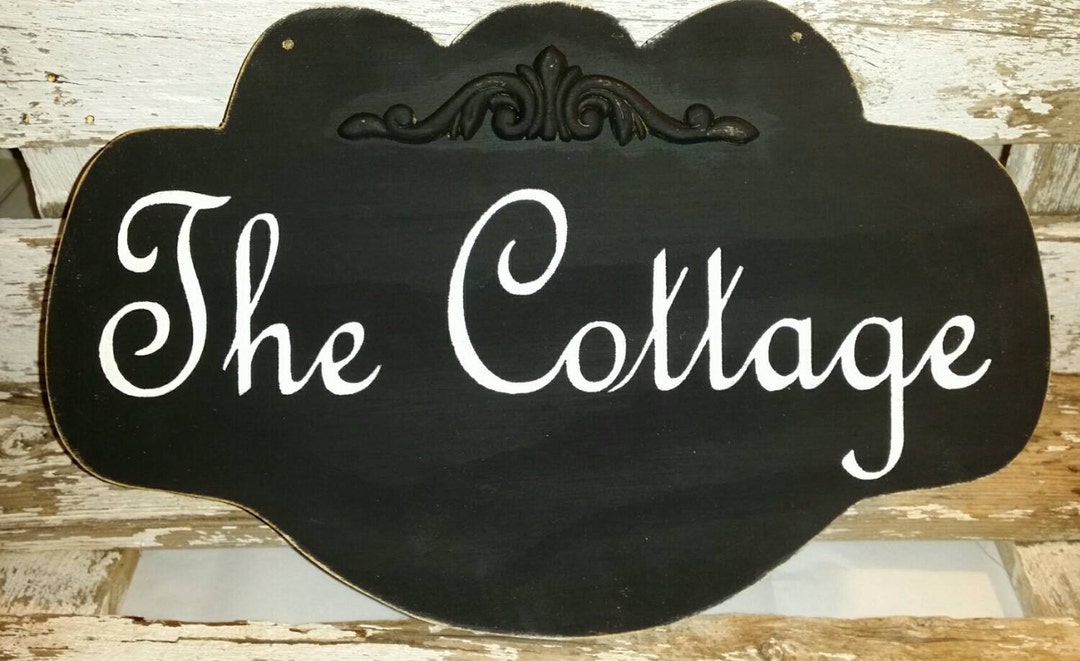 The Cottage Shabby Cottage Black Wood Sign - Etsy