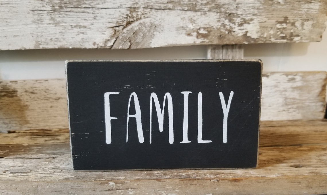 Family 4" X 6" Mini Black Wood Sign | Home Decor | Block Sign | Shelf ...