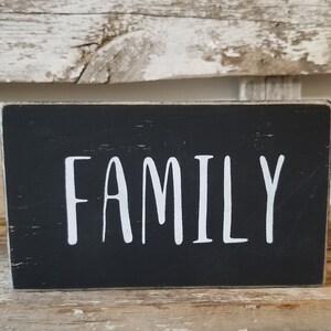 Family 4" X 6" Mini Black Wood Sign | Home Decor | Block Sign | Shelf ...