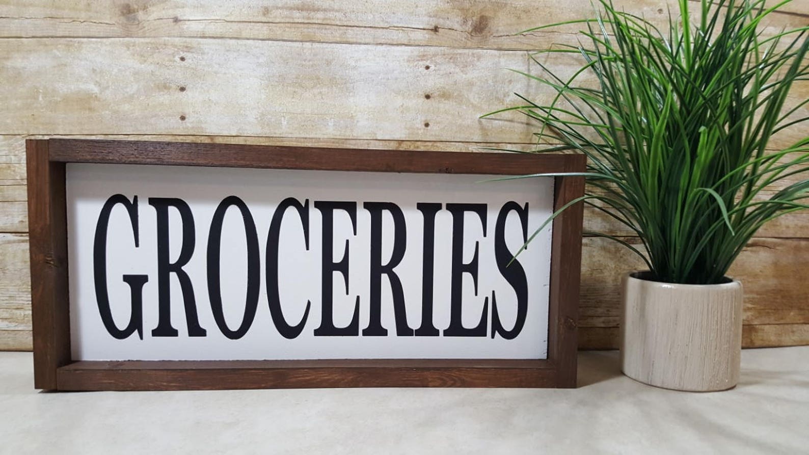 Groceries Framed Farmhouse. Wood Kitchen Sign. Farmhouse Wood - Etsy