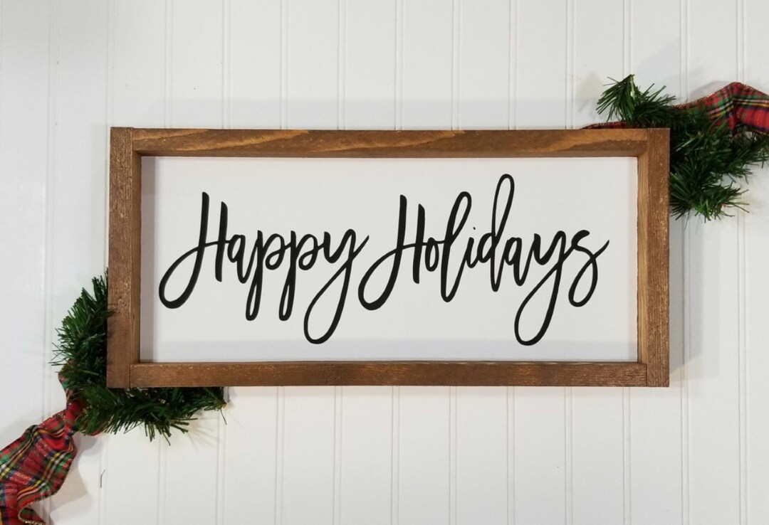 Happy Holidays Framed Farmhouse Wood Sign | Farmhouse Decor Sign 7" X ...