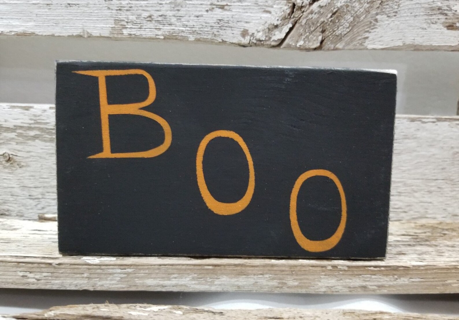 Boo 4 X 6 Mini Black Wood Sign Halloween - Etsy