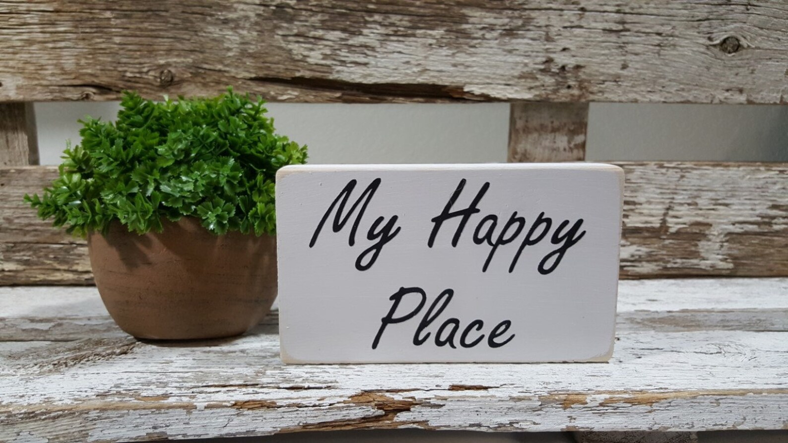 My Happy Place 4" X 6" Mini Wood Sign | Home Decor | Block Sign | Shelf ...