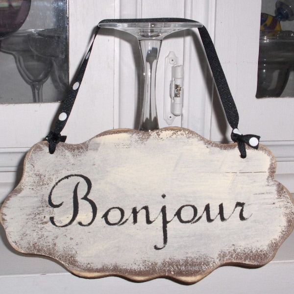 Bonjour Sign - Etsy