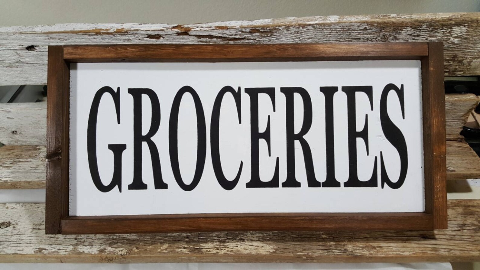 Groceries Framed Farmhouse. Wood Kitchen Sign. Farmhouse Wood | Etsy