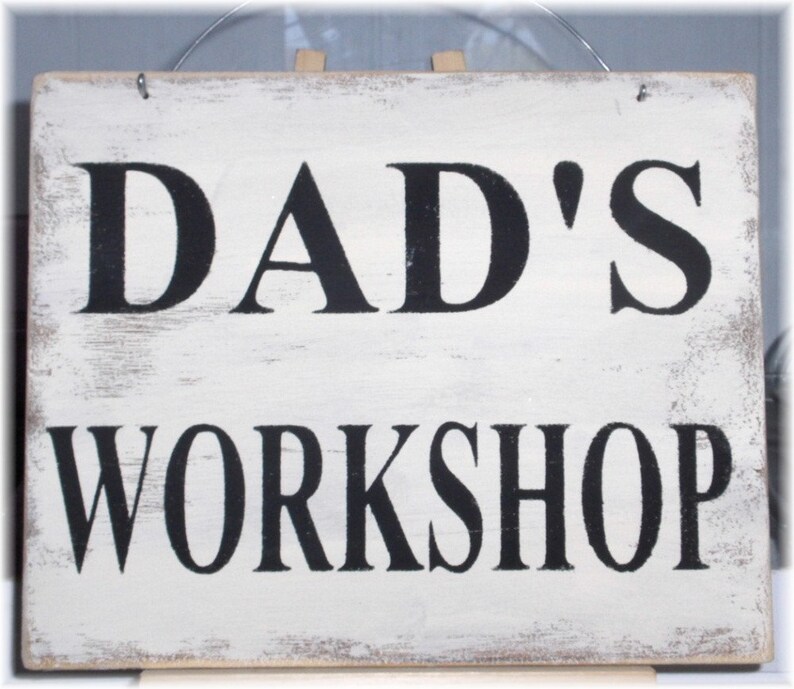 Dad's Workshop White Wood Sign Custom Sign Fathers Day - Etsy