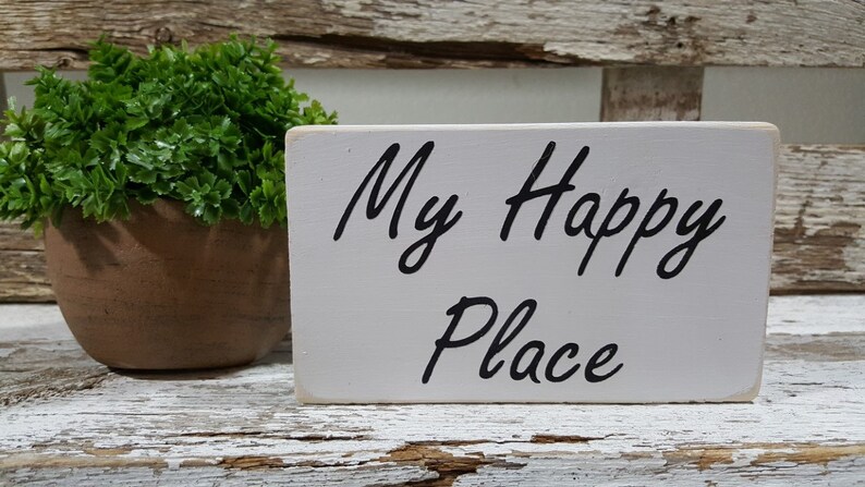 My Happy Place 4" X 6" Mini Wood Sign | Home Decor | Block Sign | Shelf ...