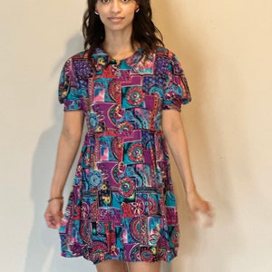 90s Geometric Pattern Dress Small-medium Vintage - Etsy
