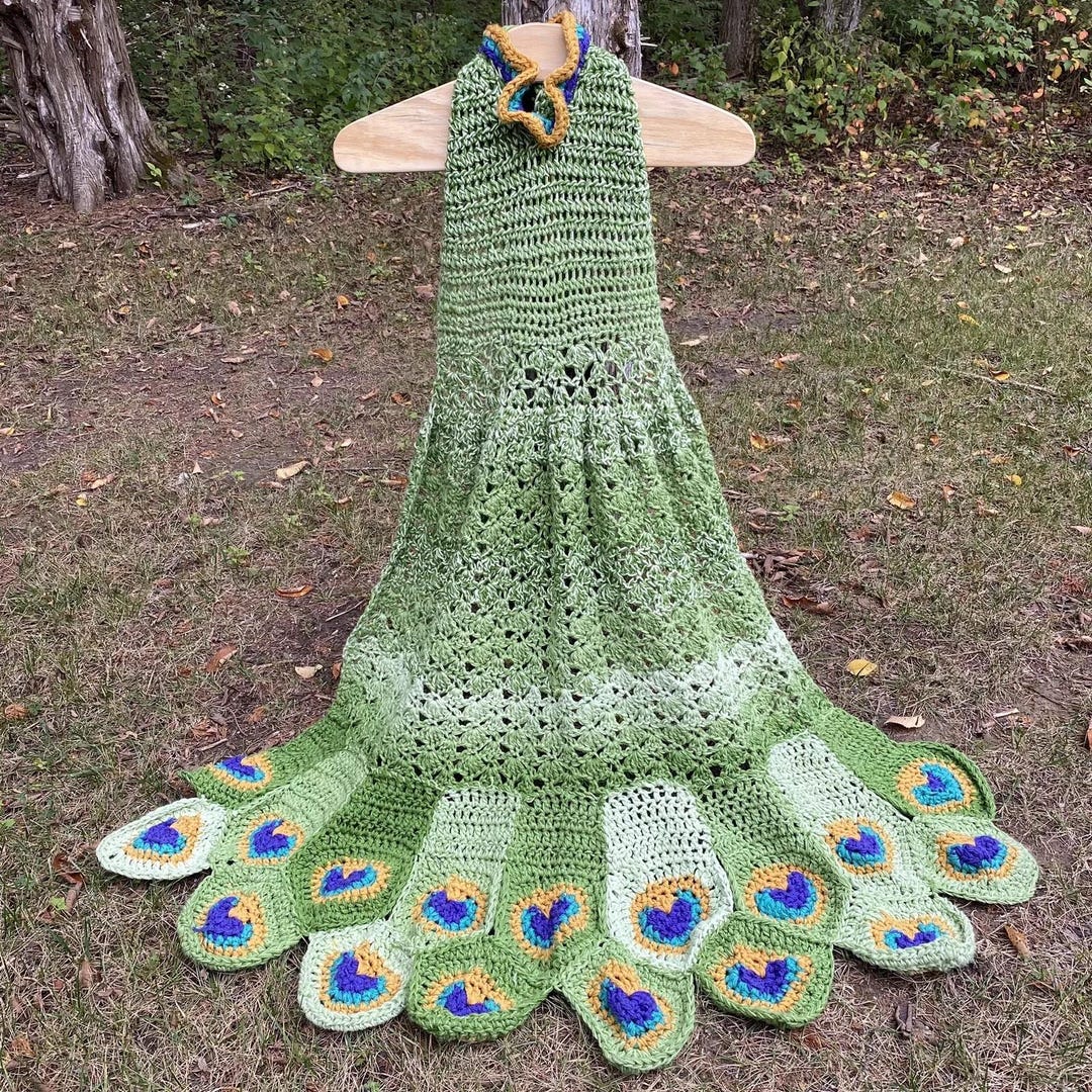 Handmade Crochet Peacock Cape Cloak Tail Costume Unique Beautiful - Etsy