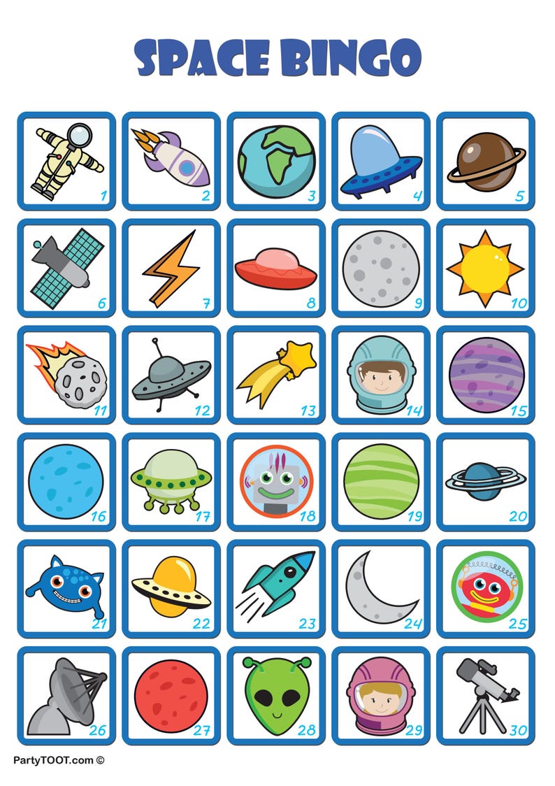 Space Bingo Game: A Fun Activity for Kids - Etsy