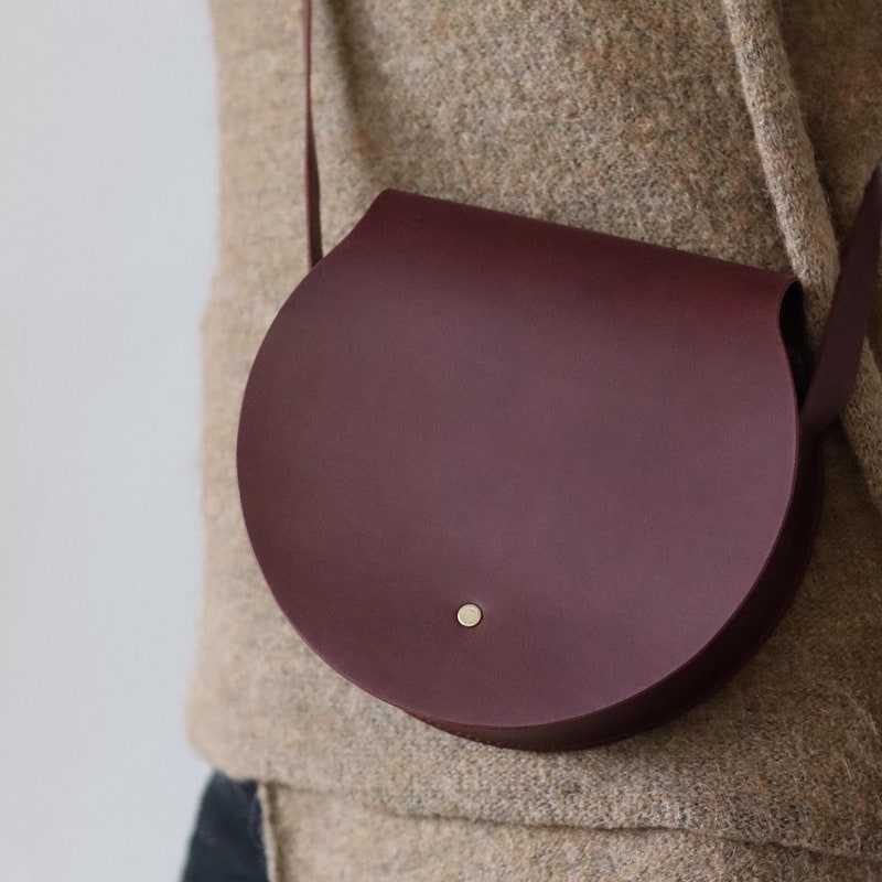 Round Leather Bag - Etsy