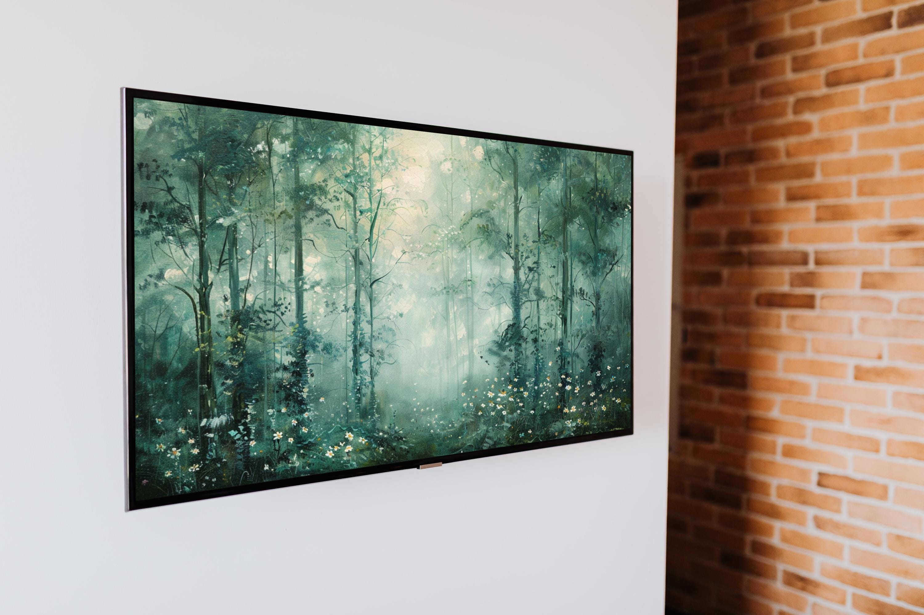 4K TV Frame Art – Mystical Forest, Green Woodland Landscape, Digital ...