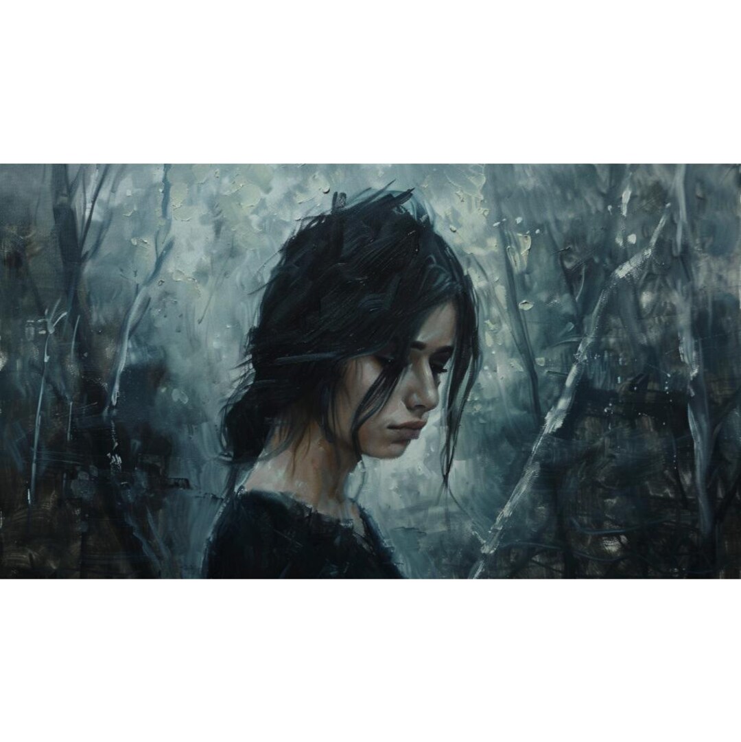 4K TV Frame Art – Mysterious Woman Portrait, Melancholic Atmosphere ...