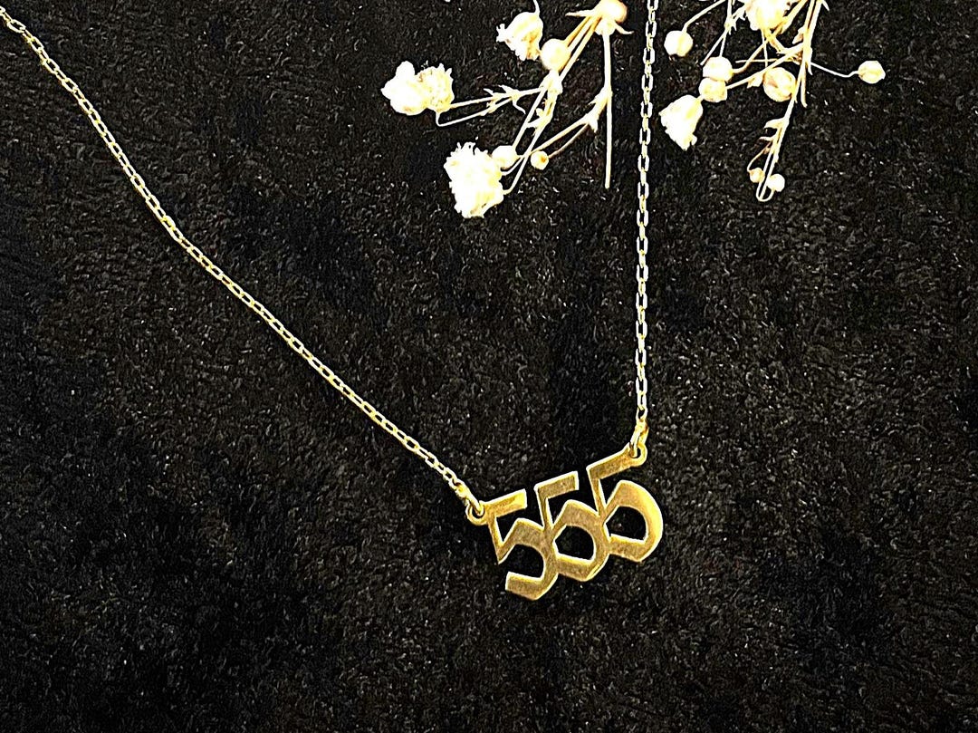 Solid Gold 555 Necklace, Number Necklace, Necklace for Women, Christmas ...