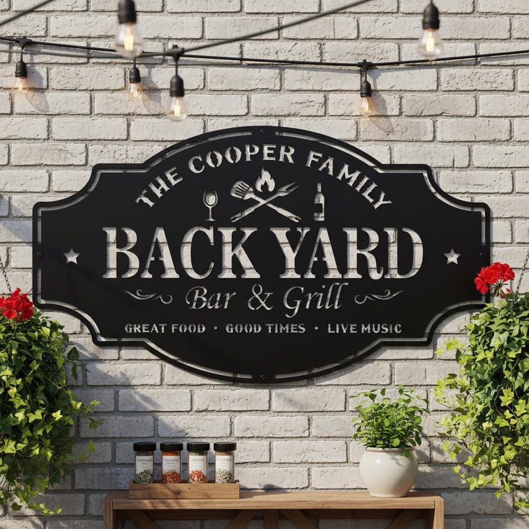 Personalized Outdoor Bar Sign,custom Bbq Gift Sign,home Bar Metal Sign ...