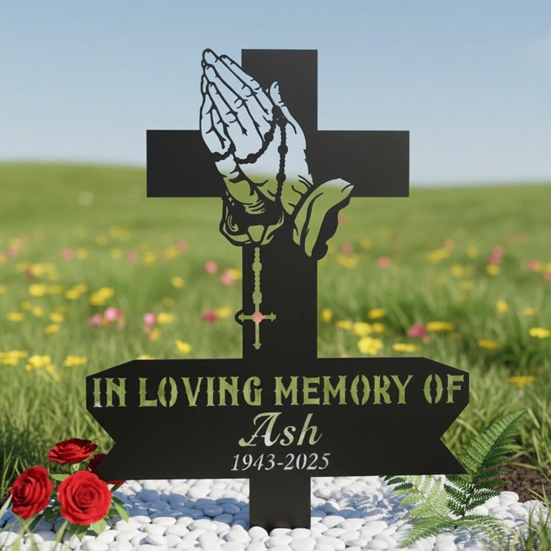 Personalized Metal Memorial Cross Marker,memorial Yard Cross Sign,in ...